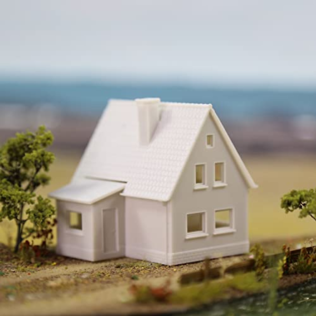 2 Sets N Scale 1:160 Model Blank Buildings Kit Unassembled House for Model Train Layout (B)
