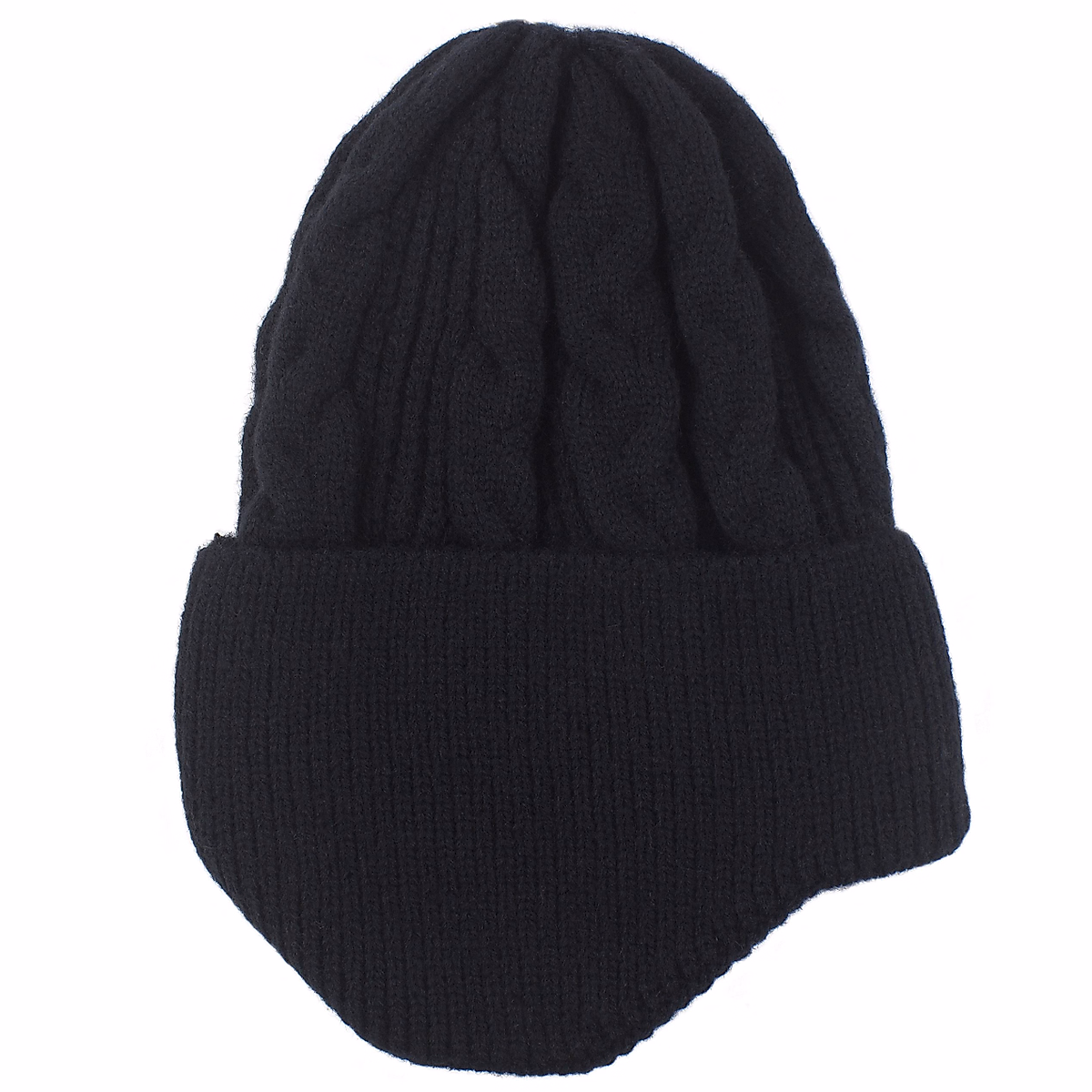 Muryobao Womens Winter Beanie Hat Slouchy Knit Hats Soft Warm Ski Skull Cap with Ear Flaps Black