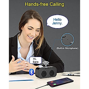 AFK Alarm Clock for Bedroom/Office,Digital Clock with Bluetooth Speaker,Small Alarm Clock for Heavy Sleepers Adults/Teens with Dual Alarms,Mirror LED Display,Hands-free Calling.(12H Format)