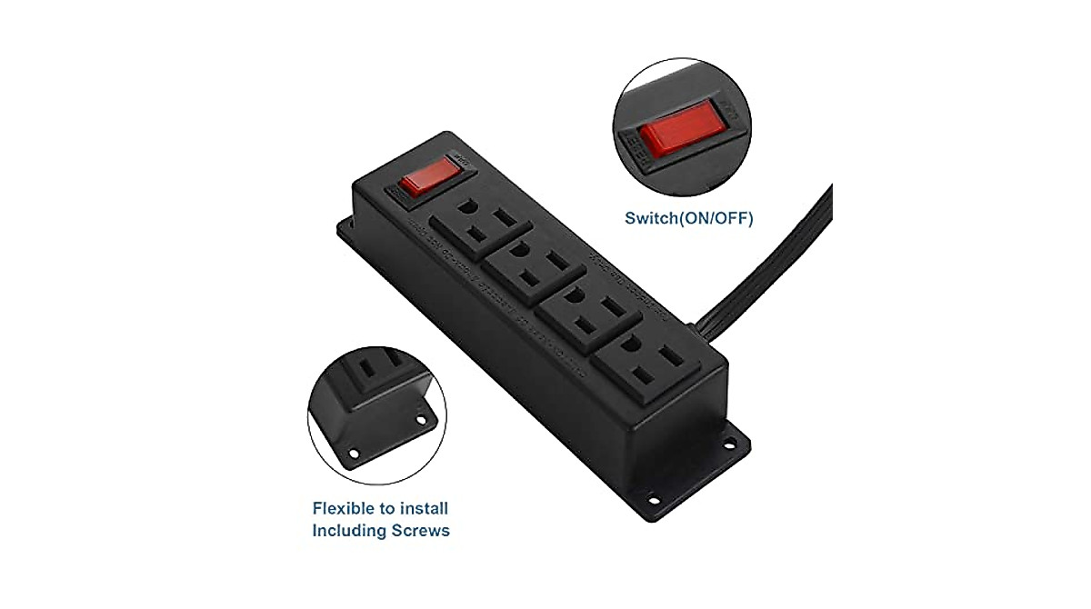 Wall Mount Power Outlet Strip, 4 Outlet Mountable Power Strip with ...