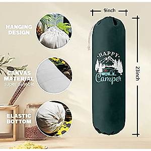 Happy Camper, Grocery Bags Holder Organizer For Shopping Bags, Wall Mount Plastic Bags Storage Container Dispensers, Gift For The Preferred Family And Friends