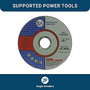 Benchmark Abrasives 5" Pro Metal Self-Sharpening Steel Cutting Cutoff Wheel 0.045" Thick 7/8" Arbor, Angle Grinder Wheel, Aluminum Cutting Grinding Wheel- 25 Pack