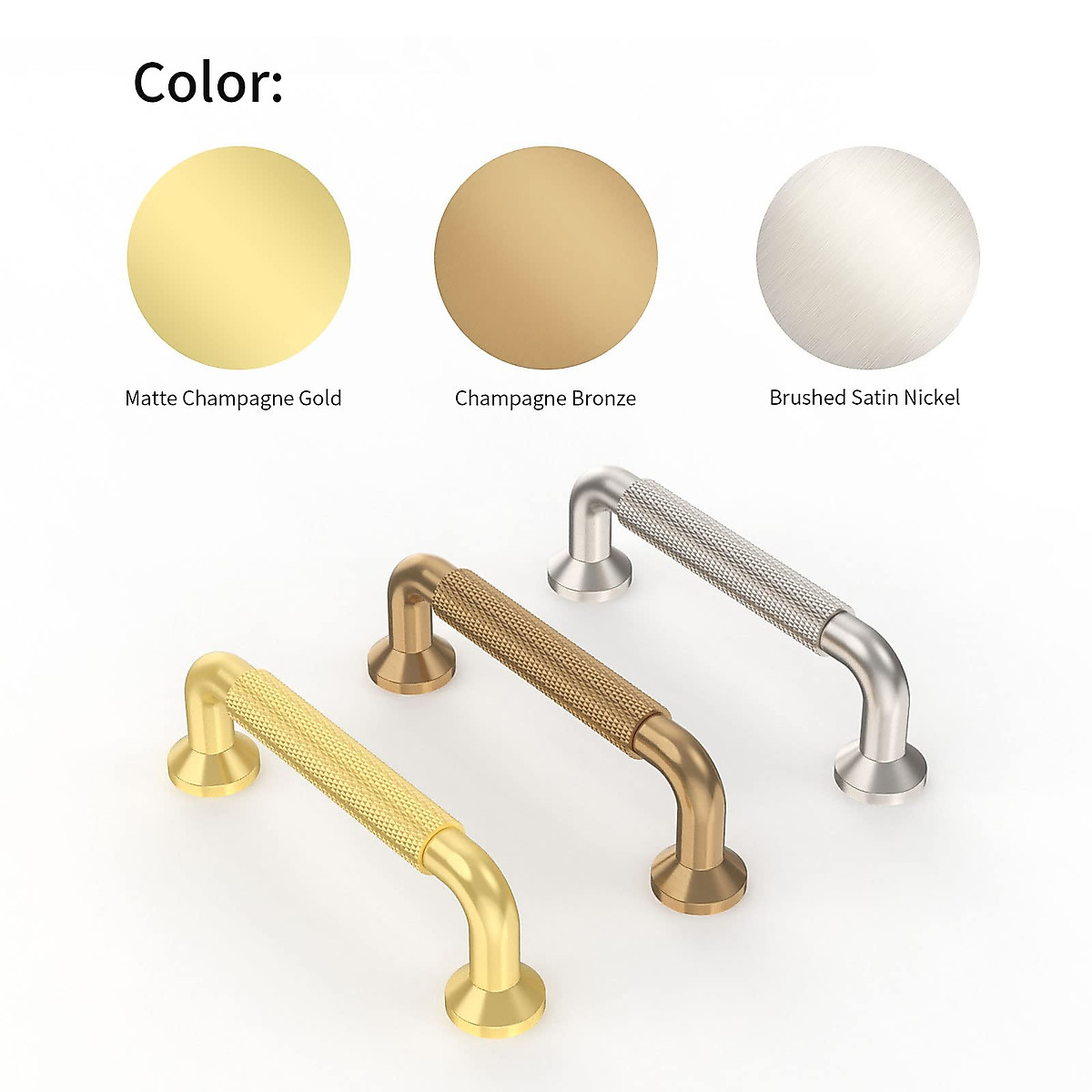 KNOKLOCK 10 Pack 3.75 Inch(96mm) Kitchen Cabinet Handles knurled Champagne Bronze Cabinet Pulls Gold Kitchen Cabinet Hardware Drawer Pulls for Dresser Cupboard Wardrobe