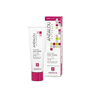Andalou Naturals 1000 Roses Daily Shade Facial Lotion with SPF 18, 2-in-1 Hydrating & Soothing Moisturizer & Face Sunscreen, Broad Spectrum Protection, Hypoallergenic for Sensitive Skin, 2.7 Fl Oz