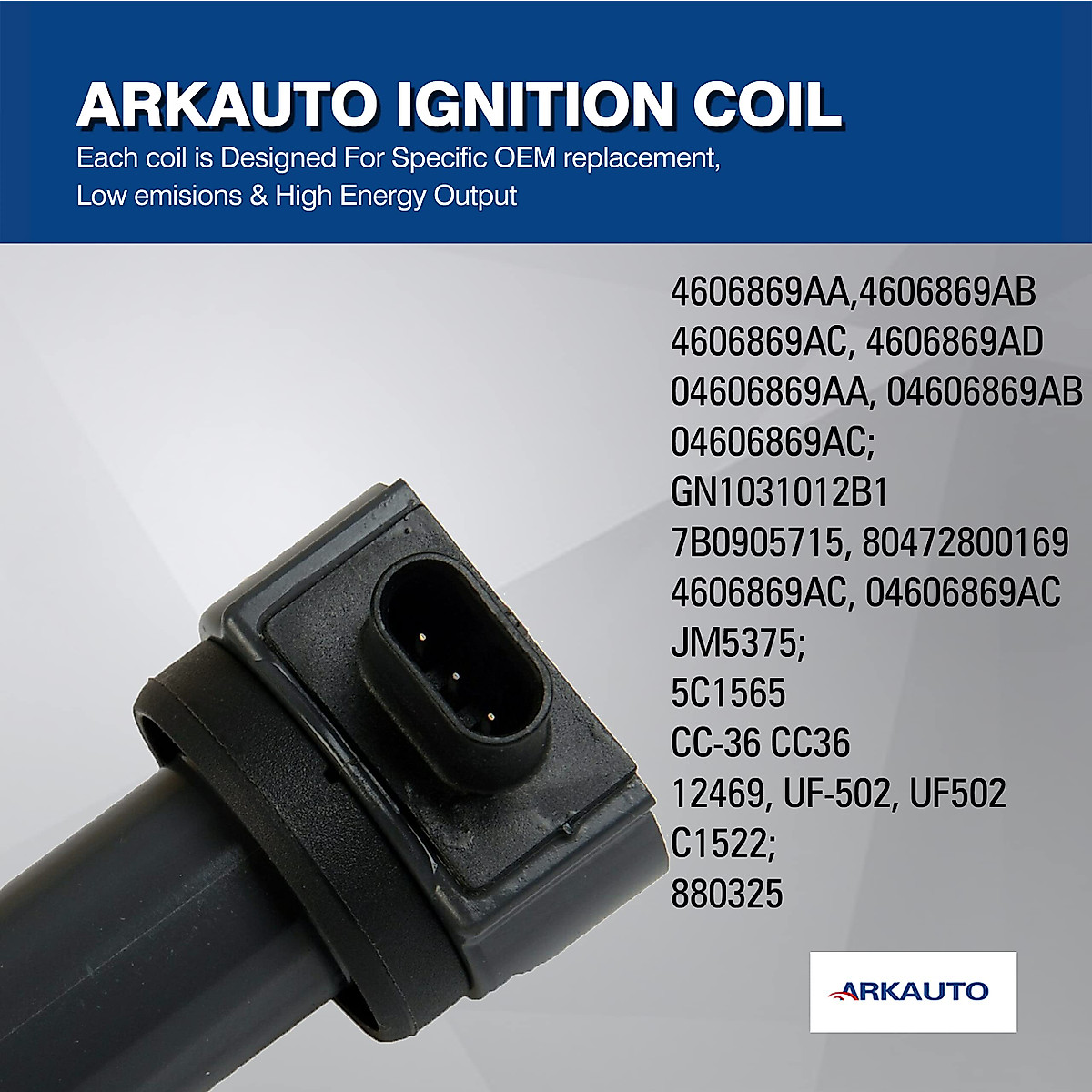 6PCS ARKAUTO IGNITION COIL ARK-IG502 UF502 04606869AB FOR Dodge Stratus Magnum Journey Grand Caravan Charger Challenger Avenger Chrysler Town & Country Sebring Cirrus 300 2.7 3.5 4.0 V6