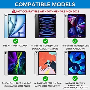 for iPad Air 4th 5th Generation Case with Keyboard,7-Color Backlit Detachable Smart Folio Keyboard Cover with Pencil Holder,Soft TPU Back Cover Keyboard for iPad Pro 11" / iPad Air 4/5th 10.9",Purple