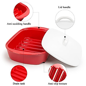 ZFJ Ceramic Microwave Bacon Maker with Lid-Bacon Tray for Microwave Cooking-Make Crispy Bacon in few Minutes