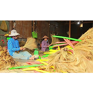 (2 Packs) Vietnamese Straw Brooms - 40" Indoor Brooms with Natural Bristles for Sweeping, Cleaning, and Home Decor
