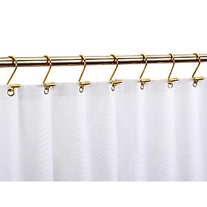 CHICTIE Gold Shower Curtain Hooks Rings, Decorative Shower Curtain Rings for Bathroom Shower Rod, Set of 12 Premium Rust-Resistant Metal Shower Hooks Hangers T Shaped Design