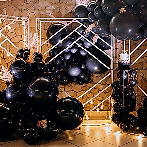 RUBFAC 129pcs Black Balloons Latex Balloons Different Sizes 18 12 10 5 Inch Party Balloon Kit for Birthday Party Graduation Baby Shower Wedding Holiday Balloon Decoration