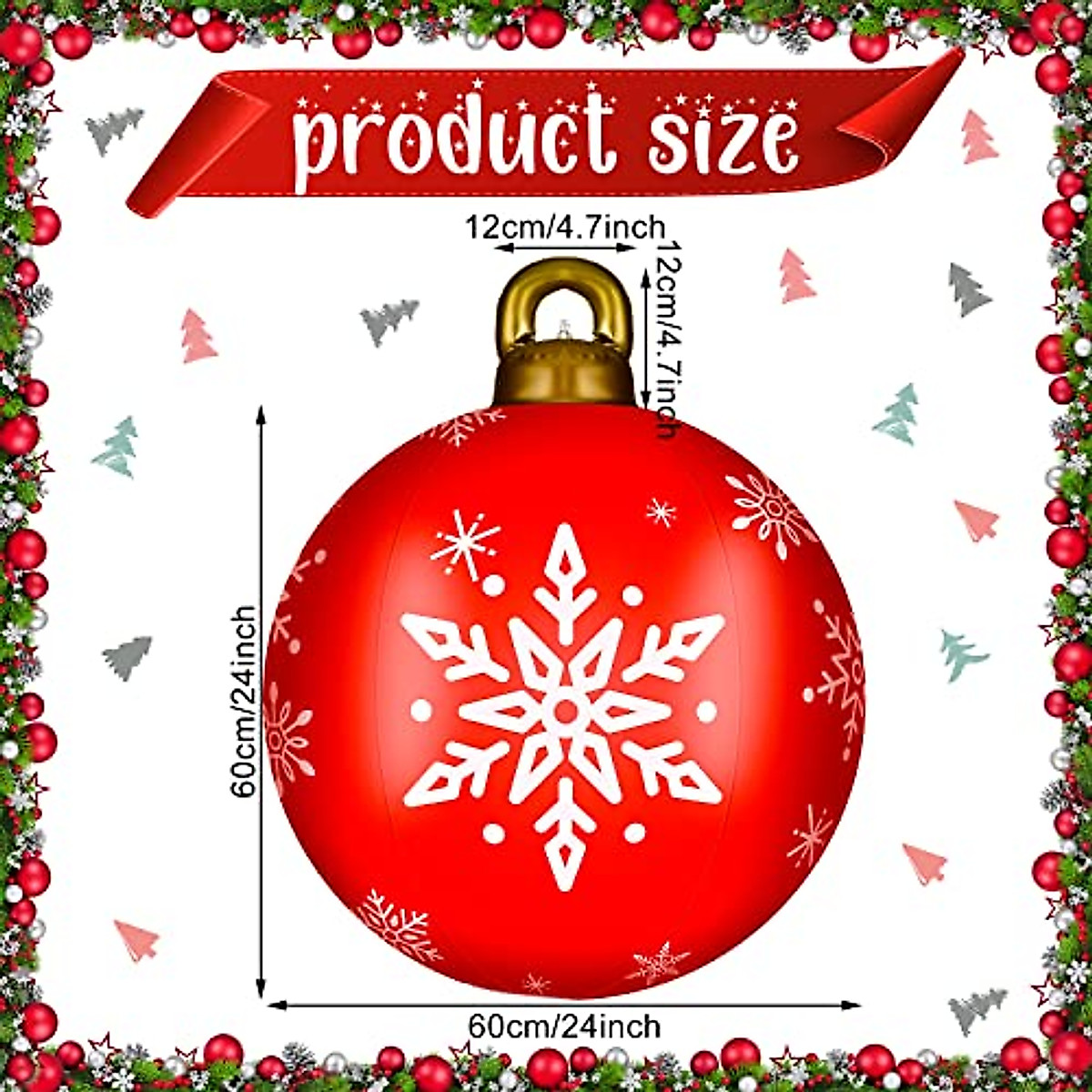 3 Pcs Giant Inflatable Christmas Ball 24 Inch Christmas PVC Inflatable Decorated Ball Large Christmas Inflatables Outdoor Decorations Christmas Blow up Yard Decorations Xmas Giant Inflatable Ornaments