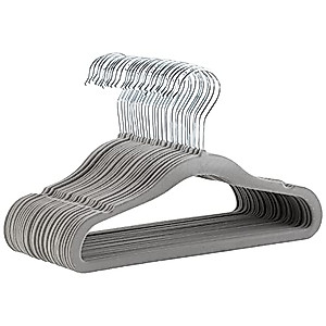 Amazon Basics Kids Velvet, Non-Slip 11.6" Clothes Hangers, Pack of 30, Gray