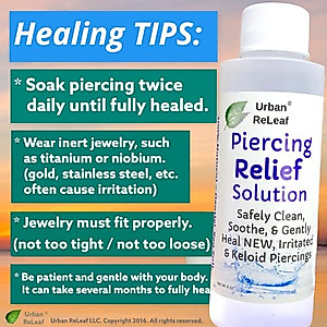 Urban ReLeaf 8 oz. Set Piercing Relief Solution ! Aftercare Sea Salt Help for Keloid, Bump, Irritated & New. Made in USA. Clean Soothe Heal Natural