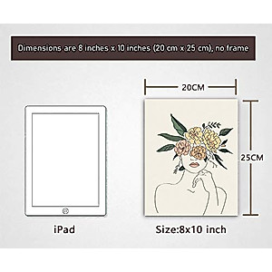 VOUORON Modern Minimalist Fashion Pop Women Prints Flower Wall Art Painting Set of 4 (8”X10” Canvas Picture) Pretty Girl Locker Room Queen of Woman Art Poster for Spa Bathroom Home Decor Frameless