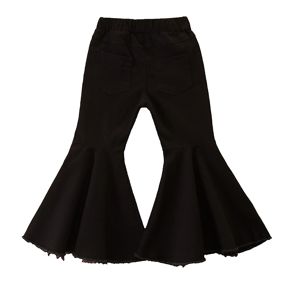 Haokaini Toddler Baby Girl Ruffle Ripped Jean Trouser Bell Bottom Flare Pants