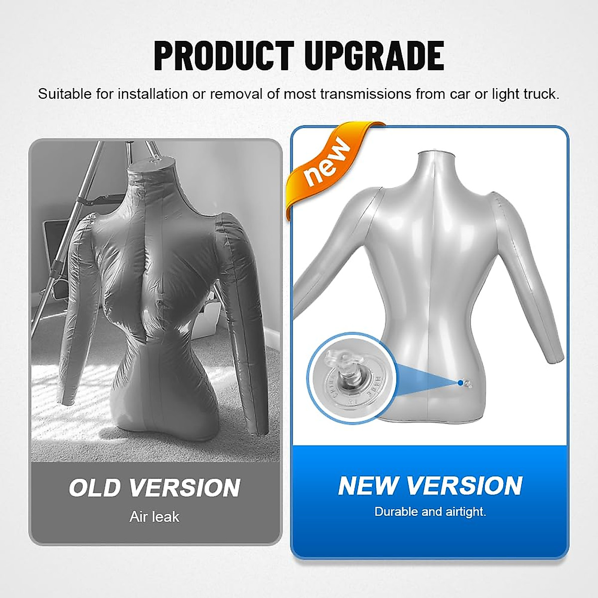 Newsmarts Inflatable Female Mannequin Half Body with Arms Torso Top Shirt Form Display Dummy Model