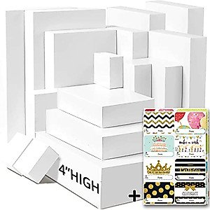 party funny 16 Assorted Size White Gift Wrap Boxes with Lids and 80 Different Birthday-Holiday Stickers for Wrapping Extra Large Clothes (Shirts, Robes, Coats, Sweaters, Jackets) and Presents
