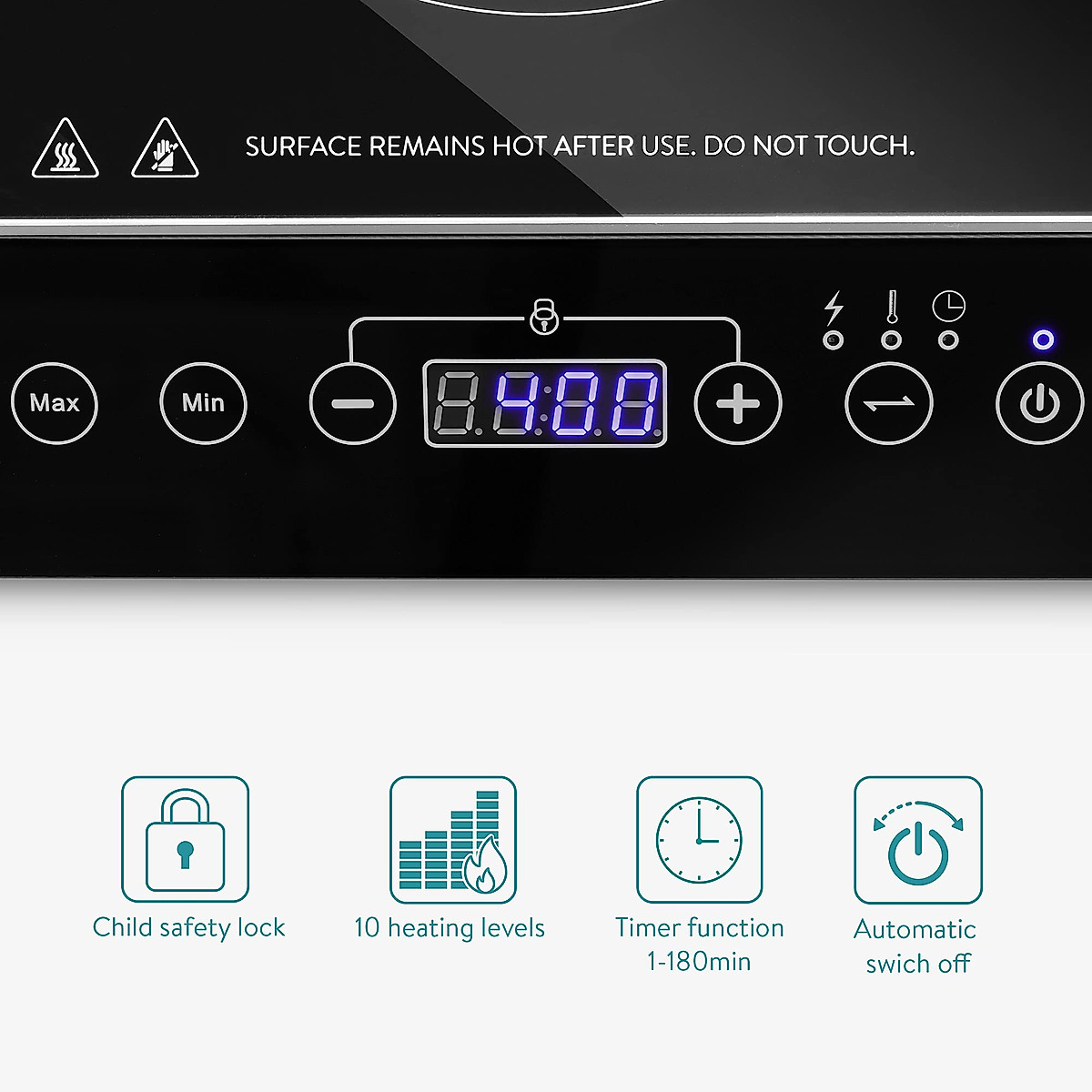 Navaris Double Induction Cooktop - Portable Dual Countertop Electric Stove Burner Cook-Top Hot Plate with 2 Hobs for Cooking - 24 x 14 x 3 Inches