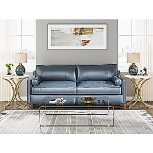 Tribesigns Small Round Sofa Side Table Set of 2, Contemporary Round Coffee Table, Accent Bedside Table (Faux Marble)