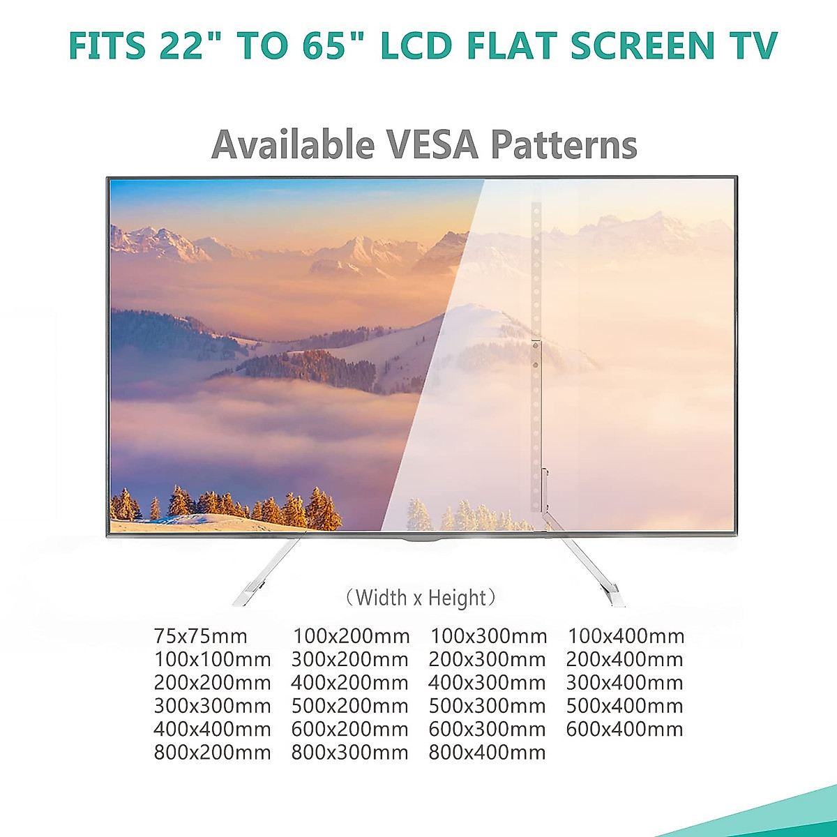 WALI Universal TV Stand, TV Stand for Living Room Mounting for 22 to 65 inch Television up to 110lbs, Small TV Legs with Mounting Holes up to 800x500mm(TVS001-W), White