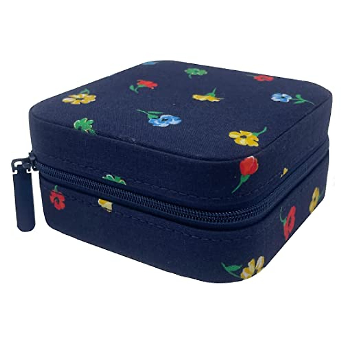 Kate Spade New York Navy Floral Travel Jewelry Case, Small Jewelry Box to Organize Rings, Necklaces, Earrings, Garden Toss