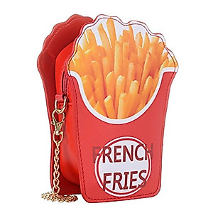 QZUnique Food Shape Cross Body Bag PU Cartoon Purse Ice Cream Sholuder Bag Handbag with Removable Chain