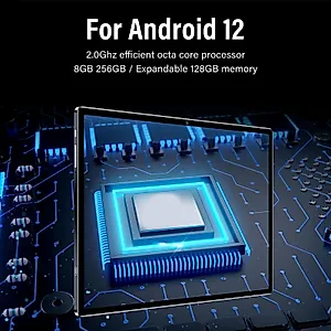 2 in 1 Tablet 10.1 Inch, Android 12 Tablet with Keyboard, Octa Core 8GB RAM 256GB ROM, 8MP+16MP Dual Camera, FHD Dispaly, 2.4G/5G WiFi, BT5.0, 4G Network, 7000mAh Battery (Black)