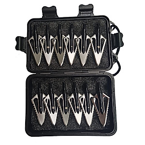 LeeMui Archery Broadhead 100 Grain Hunting Arrow Cutting Serrated Blade Traditional Crossbow Composite Bow Arrowheads 6 Pack or 12 Pack (Black Arrow 12PK)