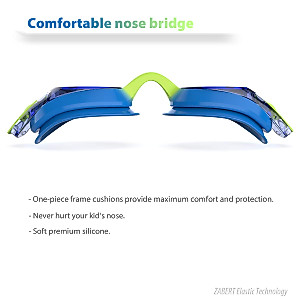 ZABERT K20 Swimming Goggles for Kids Toddler Youth Girls Boys Junior Jr Childrens Child Little Age 3 4 5 6 7 8 9 10 11 12 13 14 Years Anti Fog Blue Yellow Green Pink Clear, 3 Pack