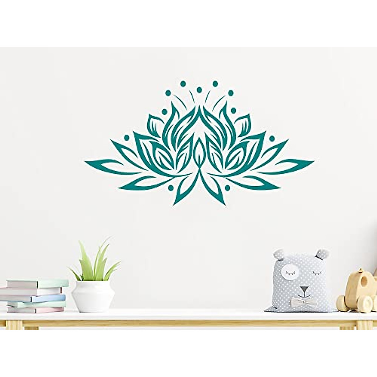 Lotus Flowers Wall Decal. Namaste Vinyl Sticker. Boho Decals. Mehndi Decal. Yoga Studio Wall Decor. Bohemian Bedroom Decor. Living Room Wall Art N22