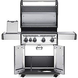 Napoleon Rogue XT 525 BBQ Grill, Stainless Steel, Propane Gas - RXT525SIBPSS-1 With Four Burners, Infrared Sear Station Side Burner, Barbecue Gas Cart, Folding Side shelves, Instant Failsafe Ignition