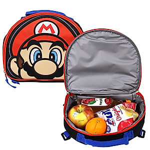 Nintendo Super Mario Bros Backpack with Lunch Box Set for Boys & Girls, 16 inch, 4 Piece Value Set
