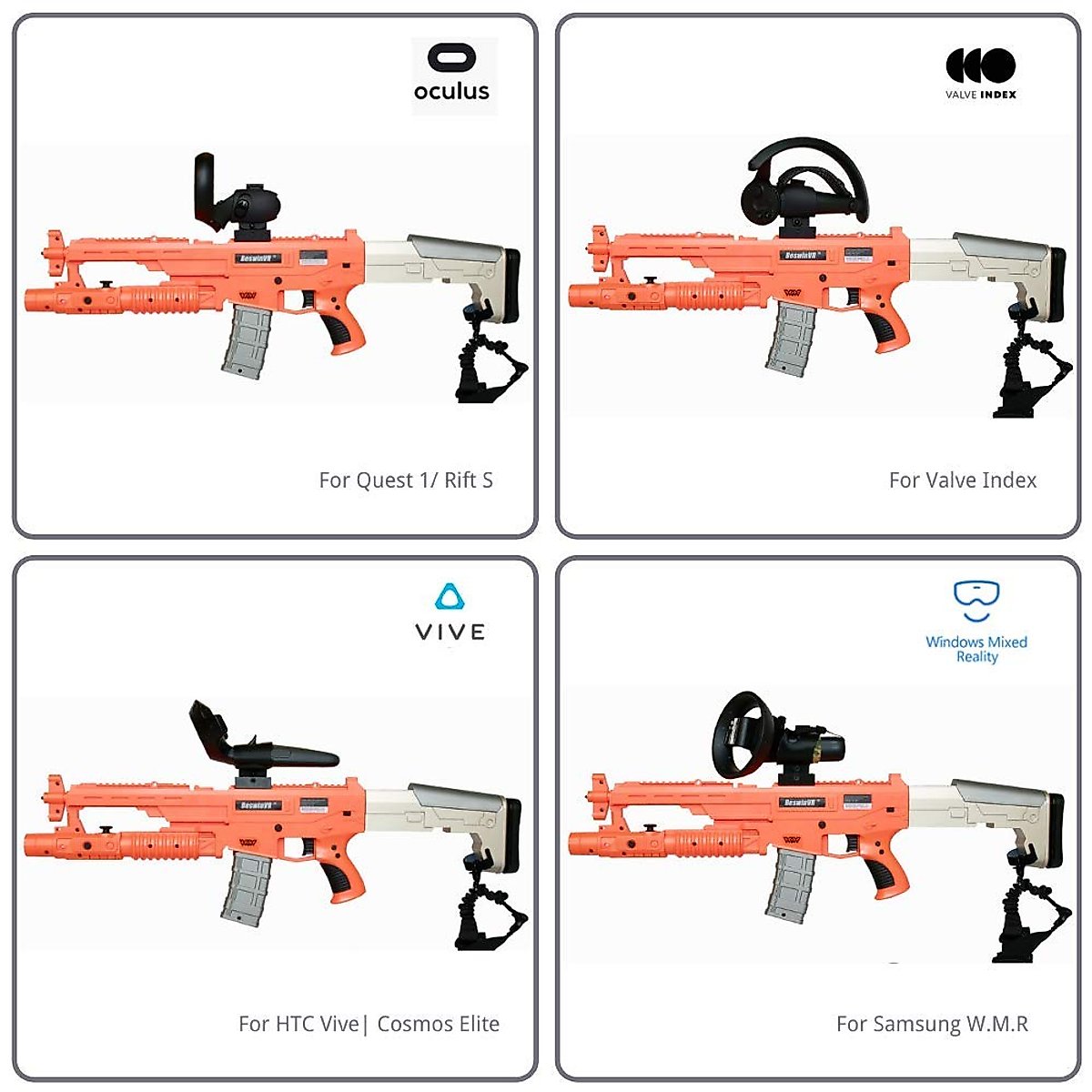 BeswinVR Haptic VR Gun Controller for Oculus Quest 2 Quest 1/ Rift S, Valve Index, HTC Vive/Cosmos Elite, Samsung Windows Mixed Reality- Virtual Reality Accessories