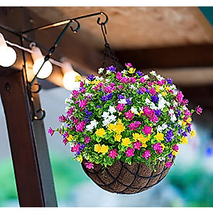 TEMCHY 8 Bundles Artificial Flowers Lifelike No Fade UV Resistant Fake Plastic Flowers Faux Plants for Hanging Planters Outside Porch Window Box Wedding Home Décor - Indoor/Outdoor Use