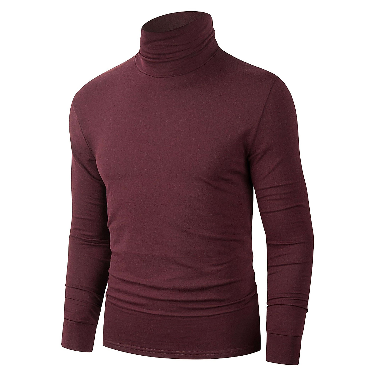 Wancafoke Men's Lightweight Turtleneck Long Sleeve Shirts Slim Fit Thermal Undershirt X-Large Dark Red