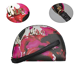 XOXO Women’s Wallet Small Floral Print Saffiano Leather Dome Indexer Purse With Wristlet