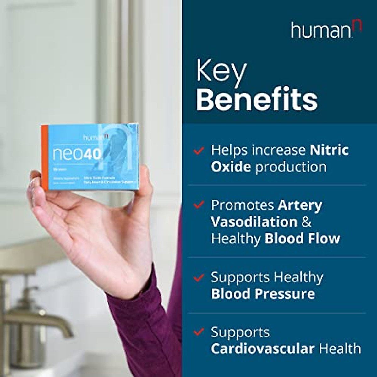 humanN Neo40 Daily Heart & Blood Circulation Supplements to Boost Nitric Oxide - Supports Blood Pressure - from Maker of SuperBeets -Includes 30 Dissolvable Tablets - Tasty Fruity Flavor