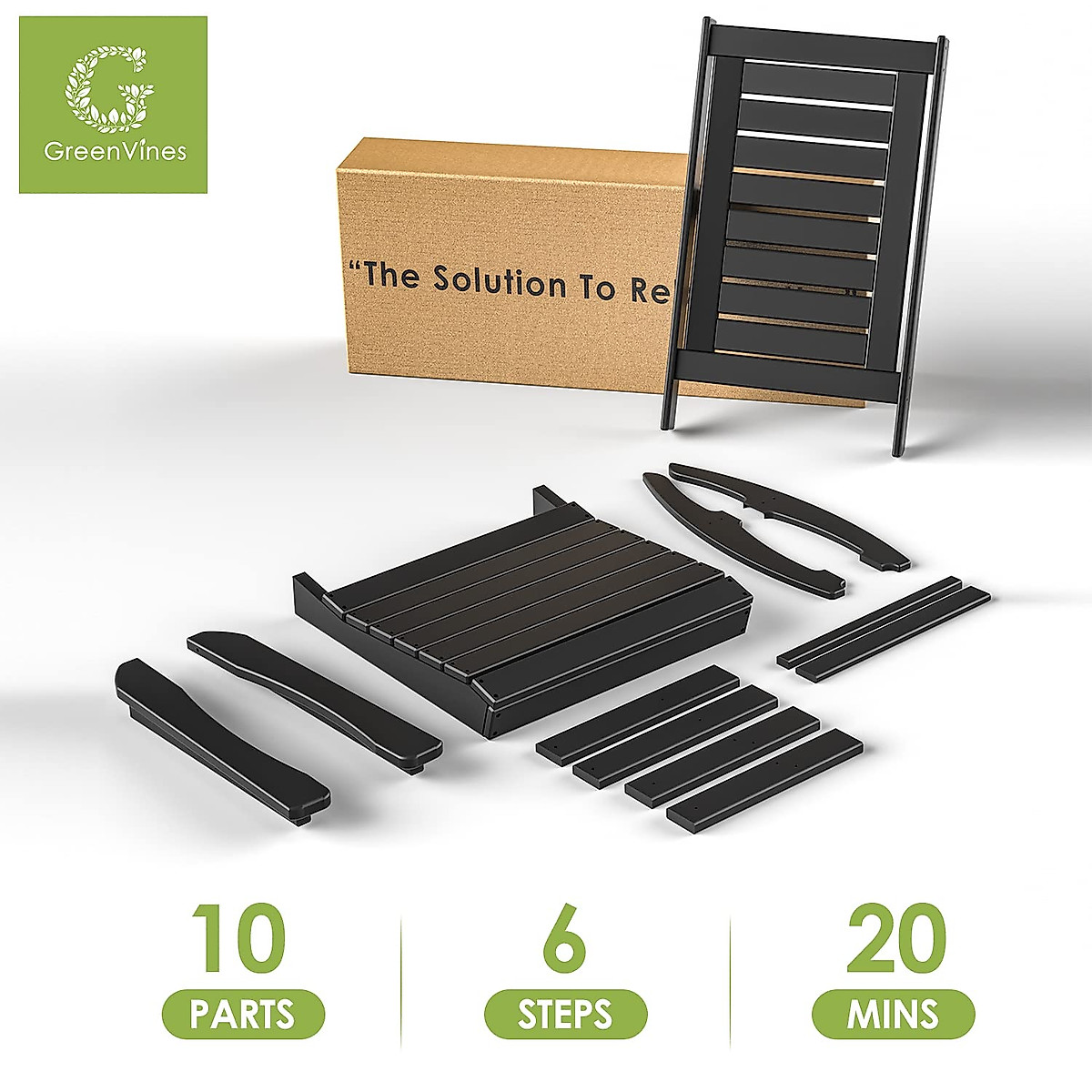 GREENVINES Oversized Rocking Chair, All Weather Resistant Outdoor Indoor Fade-Resistant Patio Rocker Chair，Stable Durable Smooth Rocking, Comfortable Easy to Maintain, Load Bearing 350 lbs (Black)