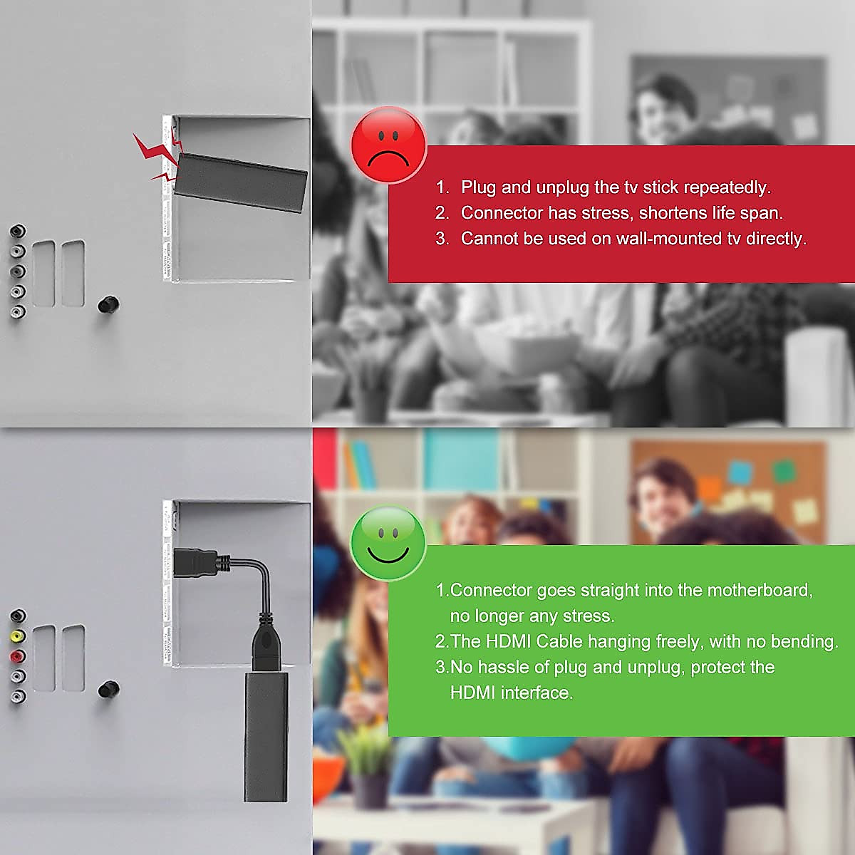 LANMU HDMI Extender, HDMI Extension Cable Male to Female 18Gbps High Speed 4K Extender Cord Adapter Compatible with Roku/Fire TV Stick,Chromecast, PS4/PS5,Nintendo Switch (1FT, 2Pack)