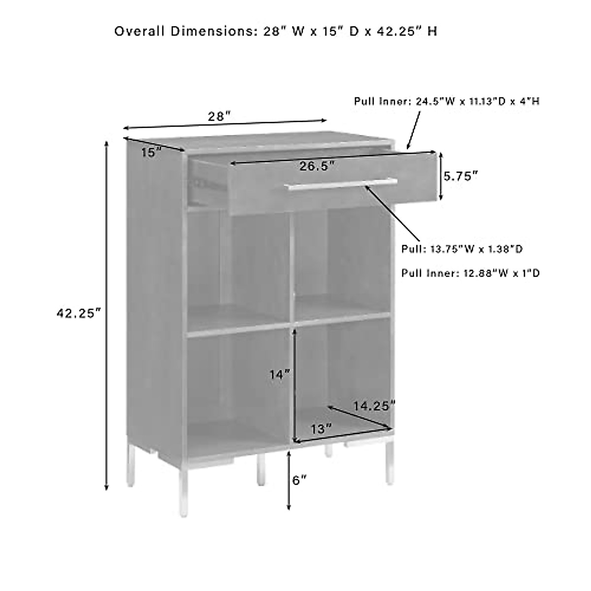 Crosley Furniture Juno Record Storage Cube Bookcase, Black