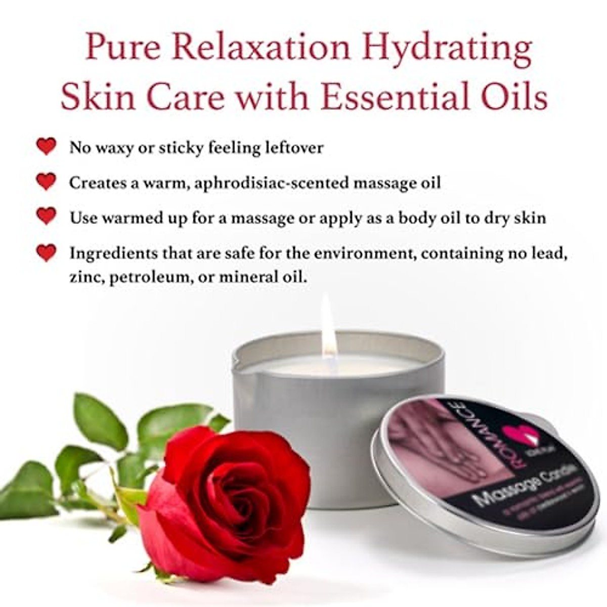 Massage Oil Candle for Pure Relaxation and Home SPA - Vegan Moisturizing Body Oil - Hydrating Skin Care with Essential Oils (6.76oz)