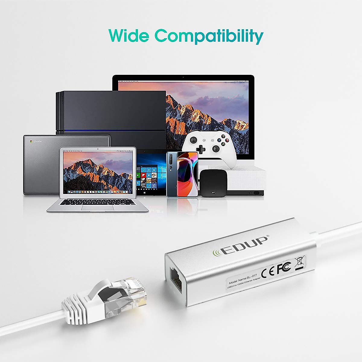 USB 3.0 Ethernet Wired RJ45 LAN Network Adapter 10/100/1000 for Desktop Laptop PC, Support Windows 10/8.1/8/7/Vista/XP Mac OS X