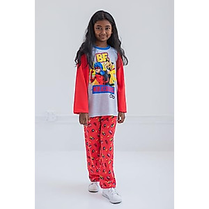 Miraculous Ladybug Cat Noir Little Girls Long Sleeve Pajama Pant Set Red/Gray 6X