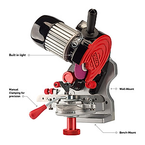 Oregon Professional Compact 120-Volt Bench Grinder, Universal Saw Chain Sharpener, for All Chainsaw Chains (410-120) & 27742 Depth Gauge Tool with Flat File