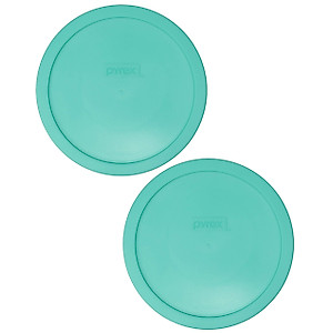 Pyrex 7402-PC Light Green Round Plastic Food Storage Lid, Made in USA - 2 Pack