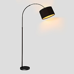 Arc Floor Lamp Modern Standing Lamp for Living Room Dimmable 72” Tall Floor Lamp Stand Up Reading Lamp Over Couch with Hanging Drum Shade Marble Base for Bedroom Reading Study Office