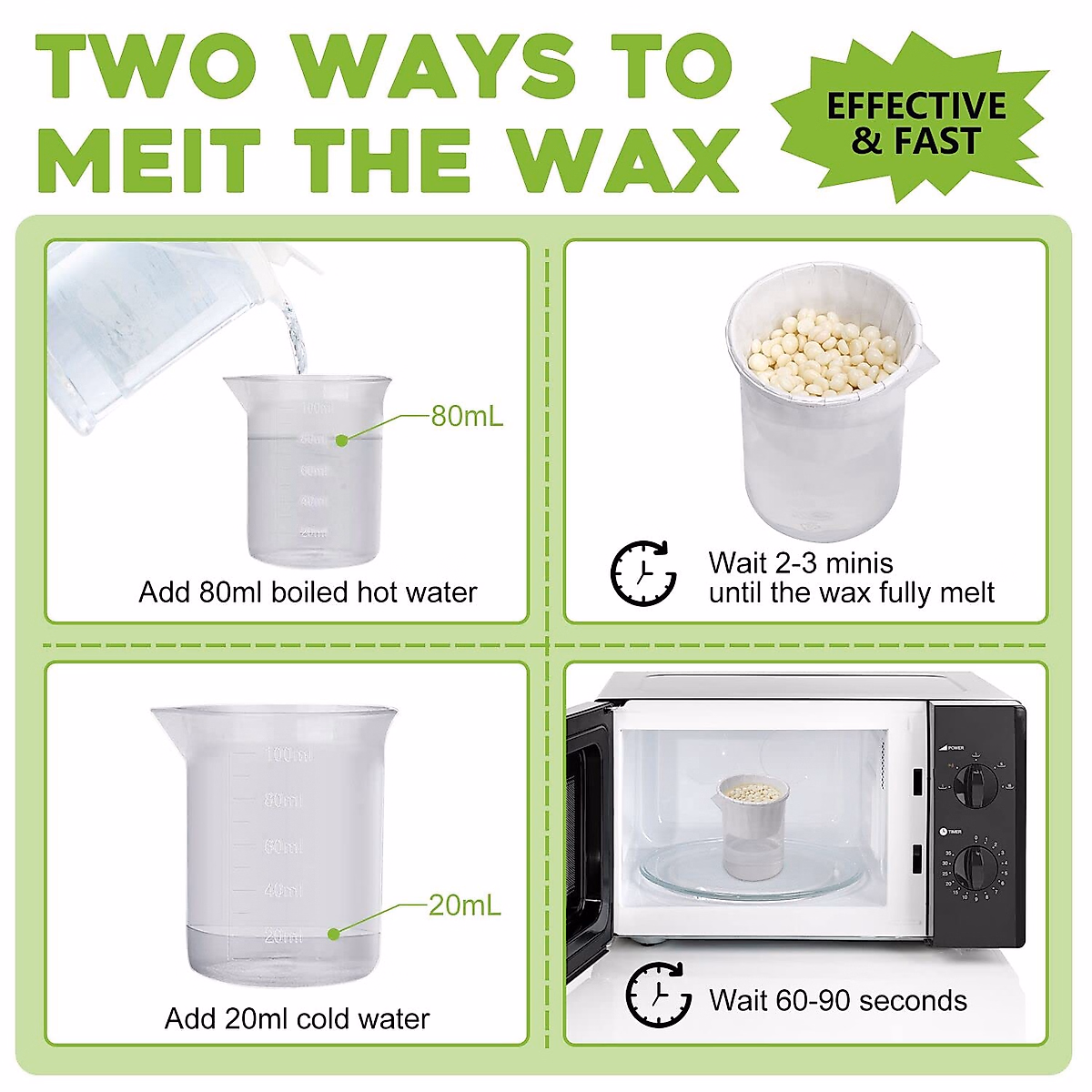 Auperwel Nose Wax Kit, 100g, for Painless Hair Removal, Includes 20 Applicators, 15 Mustache Guards, and 10 Paper Cups, Long-Lasting Results, Dermatologist Tested, Hypoallergenic, Sensitive Skin