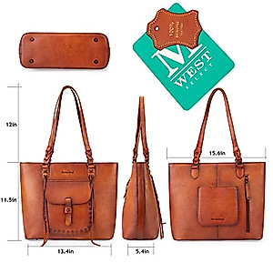 Montana West Genuine Leather Concealed Carry Purses and Handbags for Women Large Tote Bag Brown, Brown - Tote New