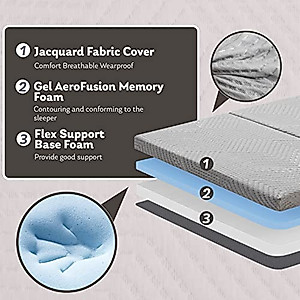 Tri-Fold Memory Foam Mattress, 4 inch Twin Folding Mattress with Collapsible and Washable Cover, Travel and Guest Mat, 75"×38"×4", Grey