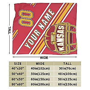 Yieking Custom Gifts for Men Football City Blanket for Bed Add Name and Number Throw Blankets, 40" x 50", 50" x 60", 60" x 80"